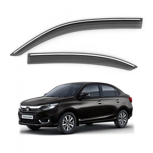 GFX Honda Amaze 2018 Onwards Car Window Door Visor with Chrome Line Set Of 4Pcs